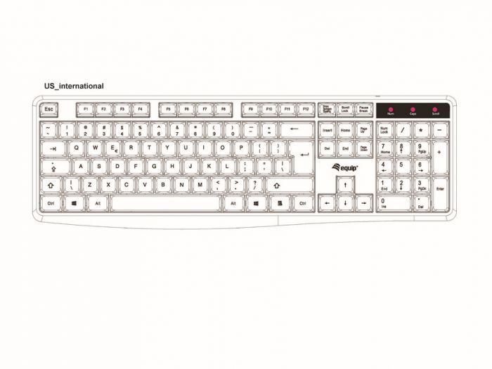 245215 Tastiera USB cablata, layout US/Internazionale (QWERTY) - LevelOne,